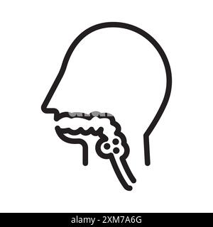 Swallowing reflex icon Black line art vector in black and white outline ...