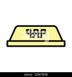 Taxi lamp icon Black line art vector in black and white outline set ...