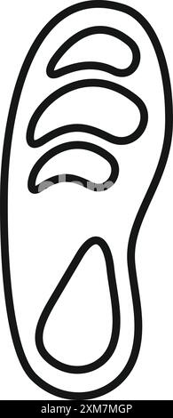 Line drawing of an orthopedic insole showing the different support ...