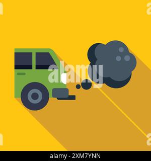 Yellow minivan emitting exhaust fumes, a visual representation of air ...
