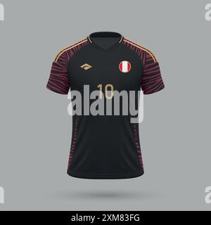 3d realistic soccer jersey Peru national team, shirt template for ...