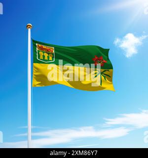 Saskatchewan province of Canada flag waving on the wind Stock Photo - Alamy