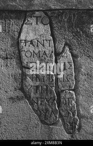 Ancient Greek inscriptions on the wall of Celsus Library in the Ephesus ...