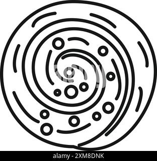 Continuous black line forming a circular shape on a horizontal line ...