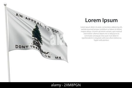 Pine Tree waving historical flag, symbolizing early American ...