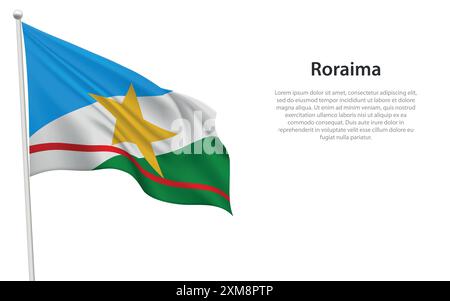 Realistic waving flag of Roraima, state of Brazil, isolated on white background Stock Vector ...
