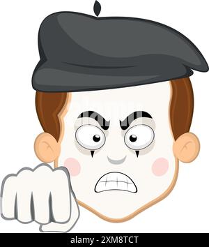 A cartoon illustration of a mime with an angry expression Stock Vector ...