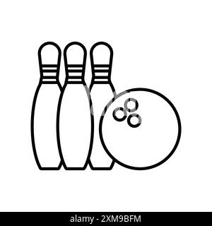 Bowling icon linear logo mark set collection in black and white Stock ...