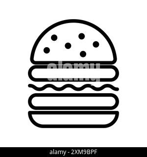 Burger icon linear logo mark set collection in black and white Stock ...