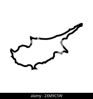 Cyprus map icon linear logo mark set collection in black and white ...