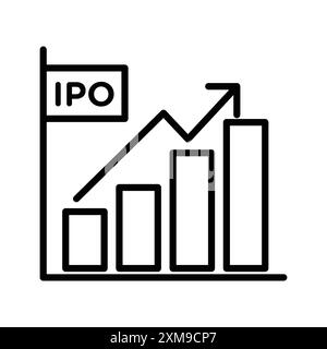 IPO Initial public offering icon set in black and white color. simple ...