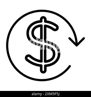 refund money icon linear logo mark set collection in black and white ...