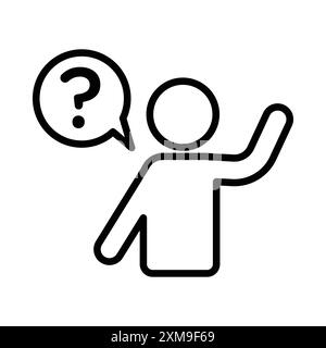 Person asking question icon linear logo mark set collection in black ...