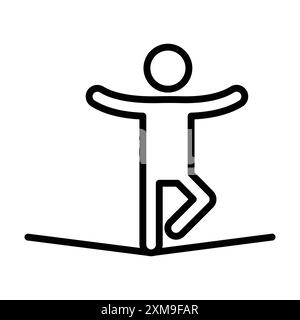 Tightrope walker icon linear logo mark set collection in black and ...