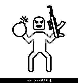 Bomb icon linear logo mark set collection in black and white for web ...