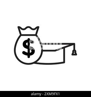 tuition fee icon linear logo mark set collection in black and white ...