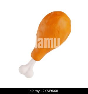 Cartoon Absrtract Chicken Leg with Bone on a white background. 3d ...