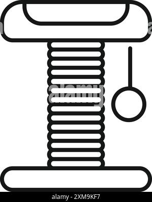 Simple line drawing of a scratching post for cats featuring a hanging ...