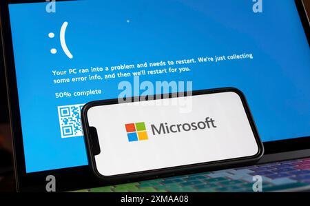 Illustration of Microsoft Blue Screen of Death, July 21, 2024 in Delhi ...
