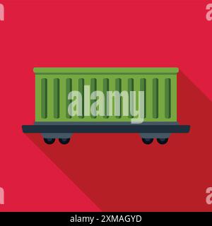 Green freight train wagon transporting cargo concept Stock Vector Image ...