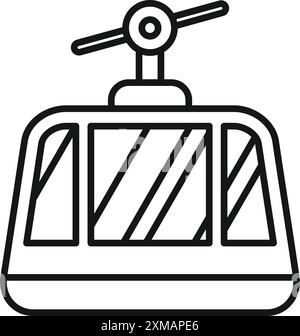 Line drawing of a funicular cabin hanging on a cableway, transporting ...