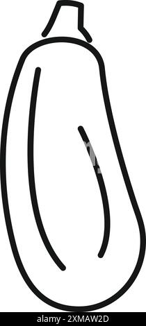 Simple line drawing of a zucchini squash, isolated on a white ...