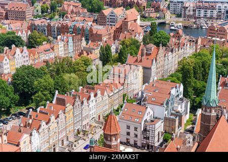 Aerial view showcasing charming historic European town with red roof ...