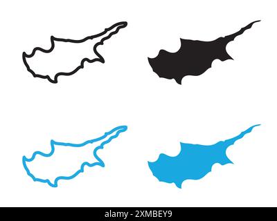 Cyprus vector map outline, line, linear. Cyprus black map on white ...