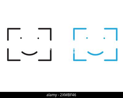 Face ID line icon set, face recognition symbols collection, vector ...