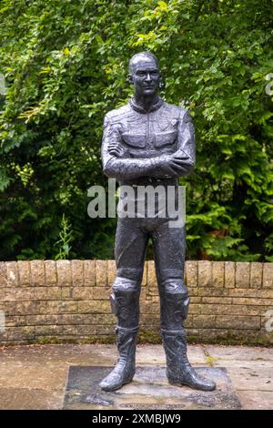 Statue of Steve Hislop (1962-2003), motorcycle racer, Wilton Lodge Park ...