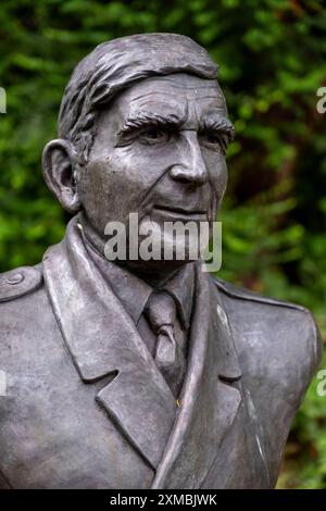 BBC commentator Bill McLaren in his gantry position ready with his ...