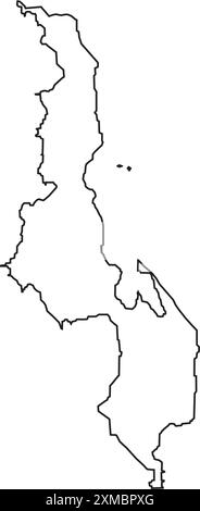 A contour map of Malawi. Vector graphic illustration on a transparent ...