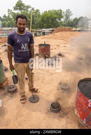Roof of the giant oven at a brick factory, Sylhet Division, Bahubal ...