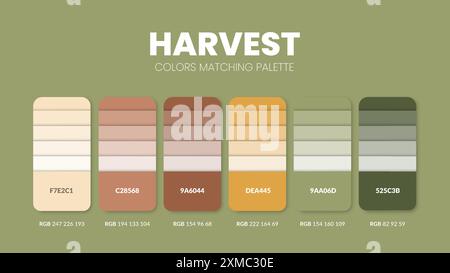 Color palette in a Wheat colour theme collections. Color scheme or ...