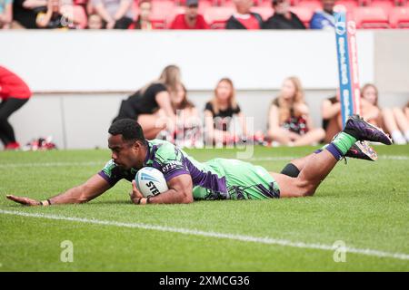 Jason Qare Qare scores a try during the BetFred Super League match ...
