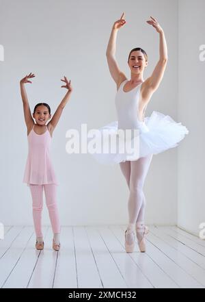 Teacher, child and ballet coaching in studio, dance training and ...