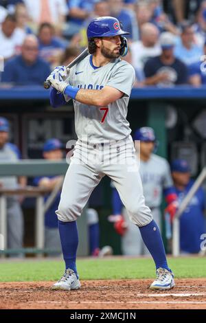 Chicago Cubs' Dansby Swanson bats against the Toronto Blue Jays in a ...