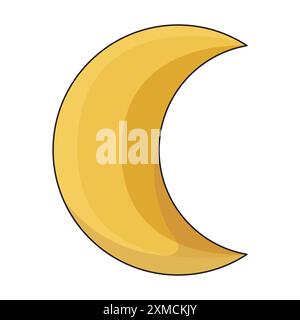 Yellow crescent moon for Halloween and night themes, Vector Stock ...