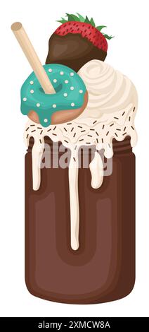 Monster Shake with chocolate milkshake in a bottle, topped with waffle ...