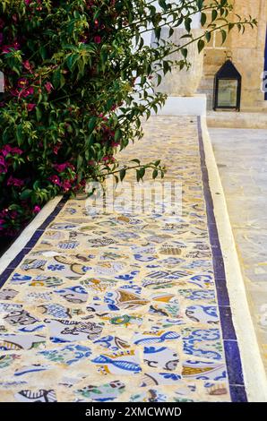 Ceramics, Sidi Bou Said, Tunisia. Wall Panel of Tiles Showing the Hand ...