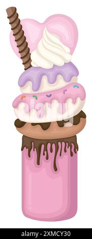 Monster Shake with chocolate milkshake in a bottle, topped with waffle ...