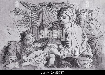 Saint Mary (the Blessed Virgin) with the Christ Child. Engraving, 1875 ...
