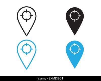 Map pin and position mark with crosshair for map and route navigation ...