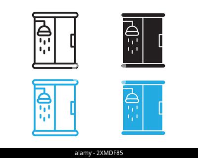Shower stall icon outline vector. Glass cabin. Door cubicle Stock ...