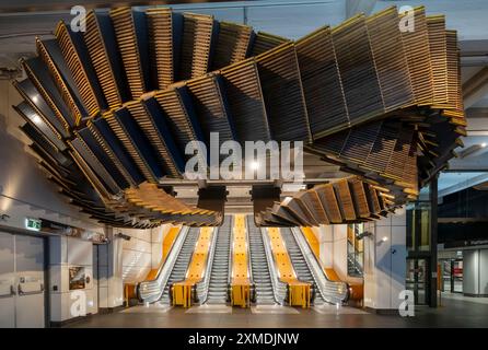 The Wynyard train station sculpture and escalators in Sydney, Australia ...