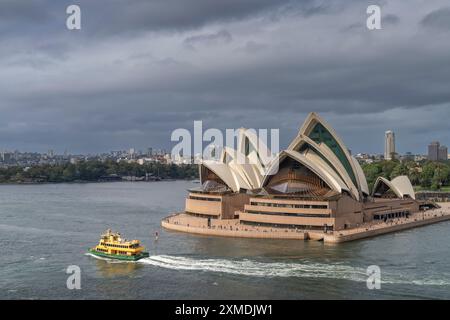 The Opera House and office towers in the harbour of Sydney, Australis ...