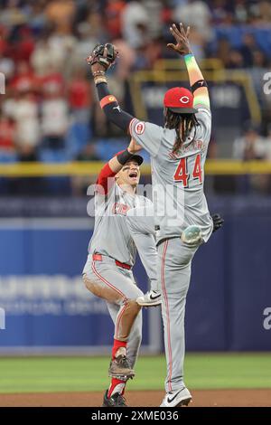 Cincinnati Reds' TJ Friedl (29) slides into third base during the ...