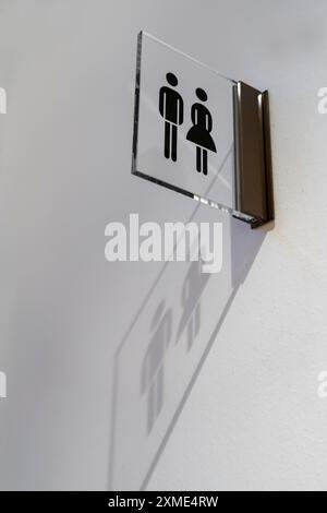 Transparent sign, indication of toilets, WC, with shade Stock Photo - Alamy