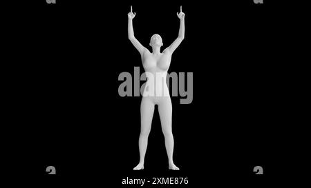 Female Mannequin Pointing Upward Isolated on Black Background. Back ...