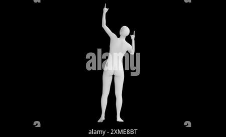 Female Mannequin Pointing Upward Isolated on Black Background. Front ...